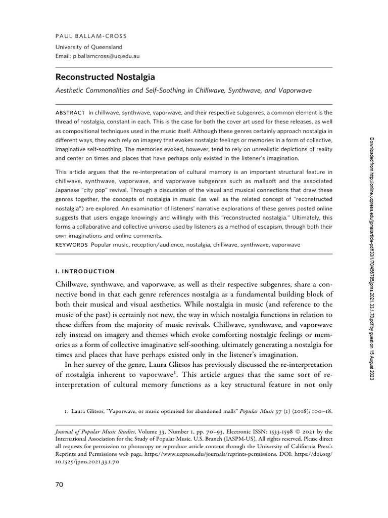 Reconstructed Nostalgia | PDF | Nostalgia