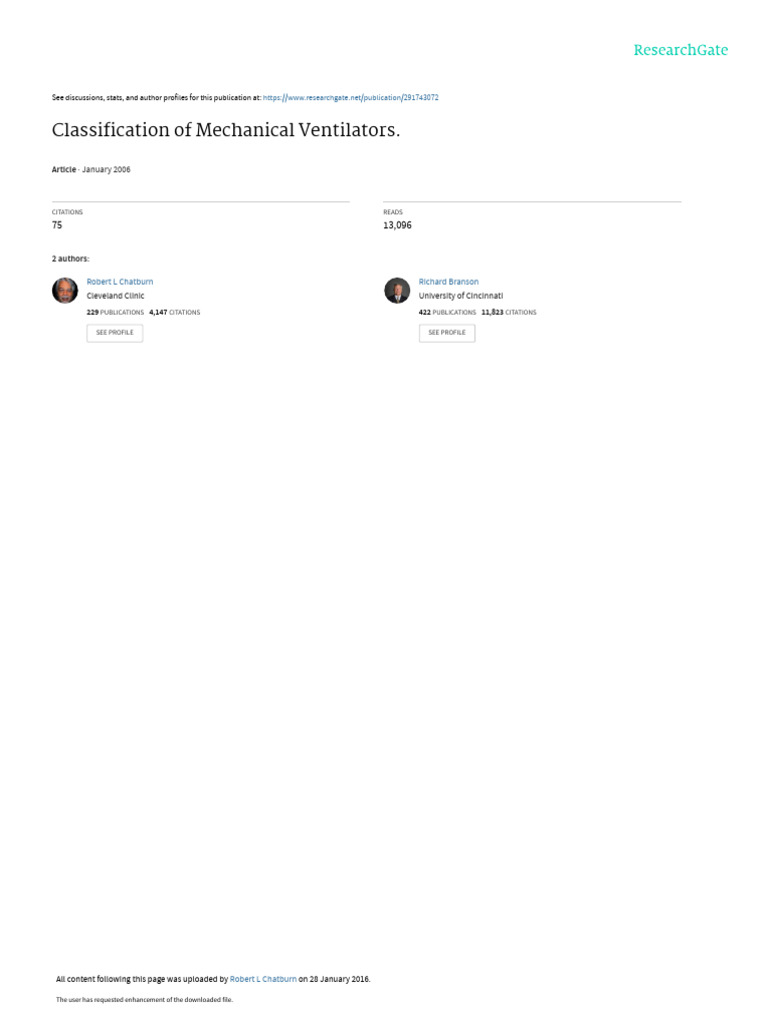 Classification of Mechanical Ventilators.: January 2006 | PDF ...