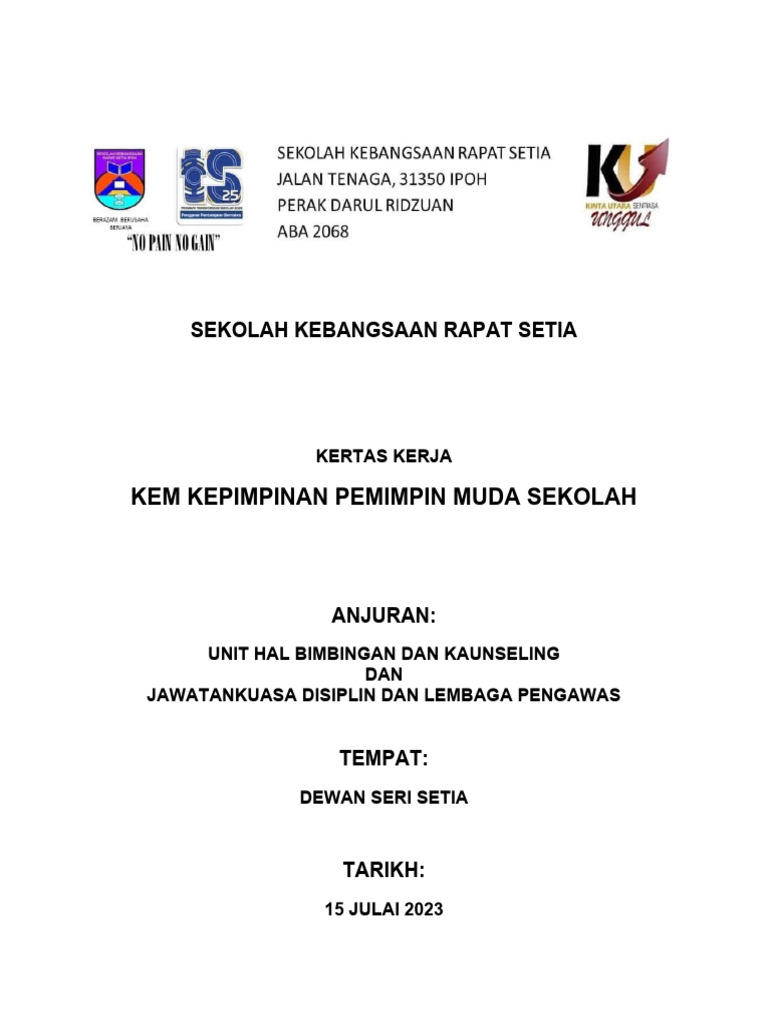 Kertas Kerja Kem Kepimpinan Pengawas | PDF | Karier & Perkembangan | Pengembangan Diri