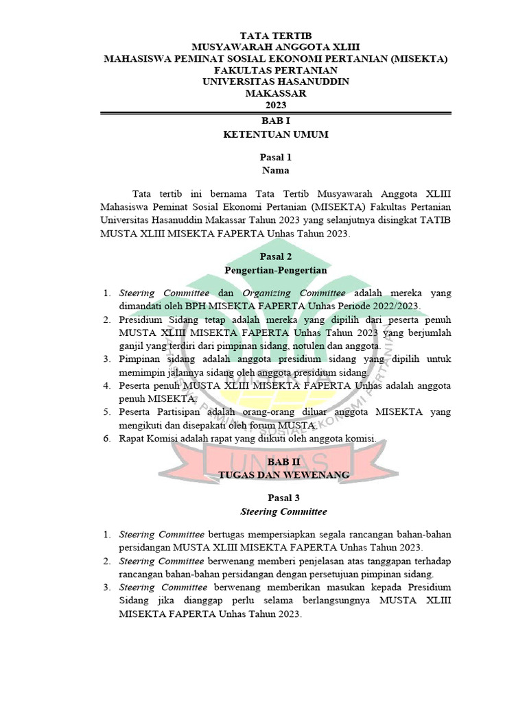 Tata Tertib Sidang Musta | PDF