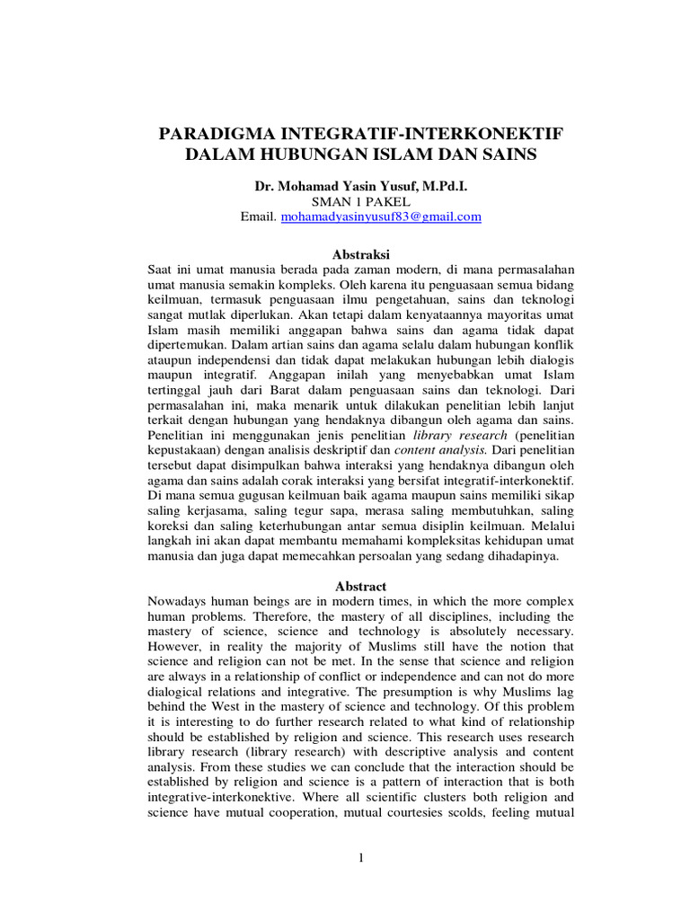 Makalah Integrasi Sains Dan Agama | PDF | Agama & Spiritualitas