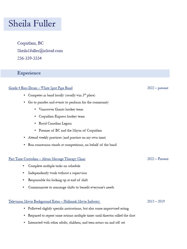 Sheila Fuller Resume | PDF