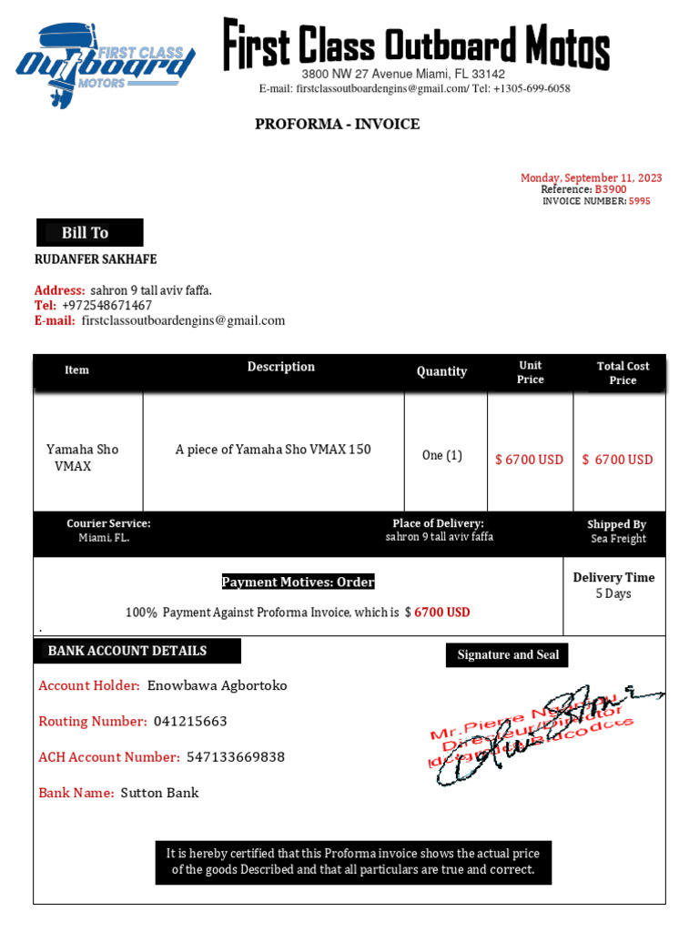 Invoice Outboard | PDF
