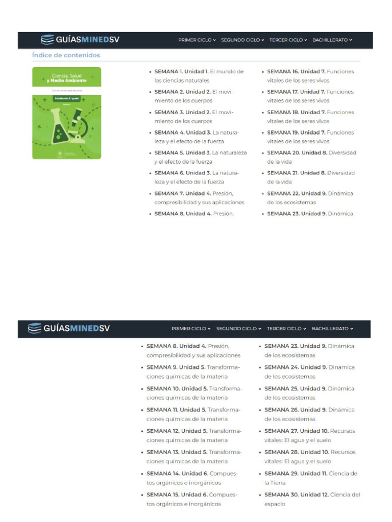 Unidades de Ciencias 8 Grado | PDF