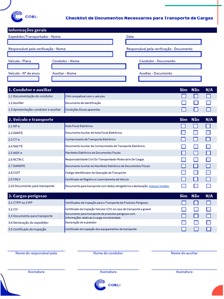 Checklist de Documentos para Transporte | PDF | Recibo