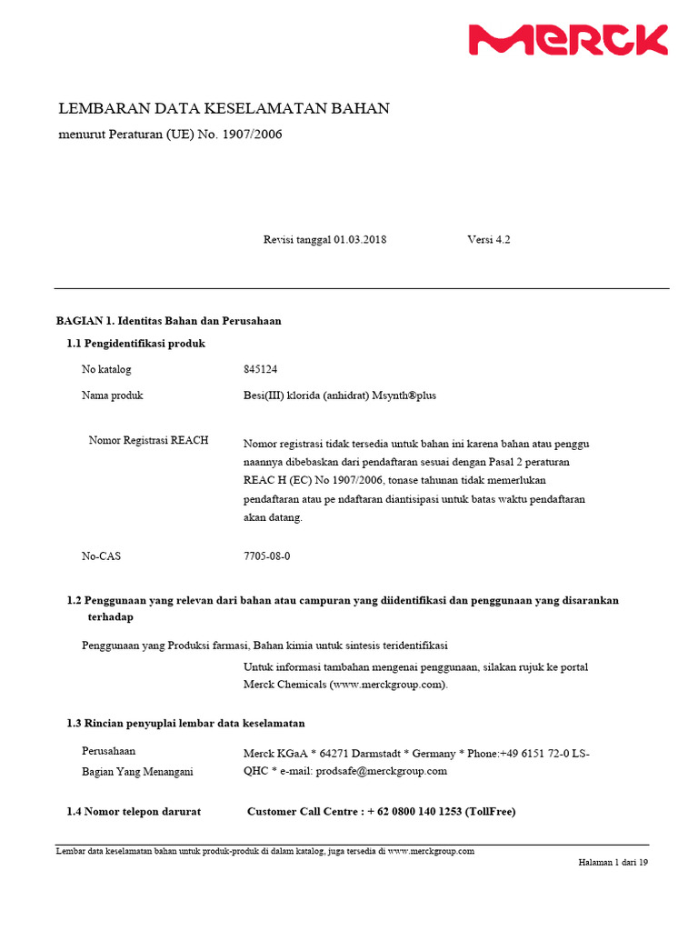 MSDS Besi Merck | PDF