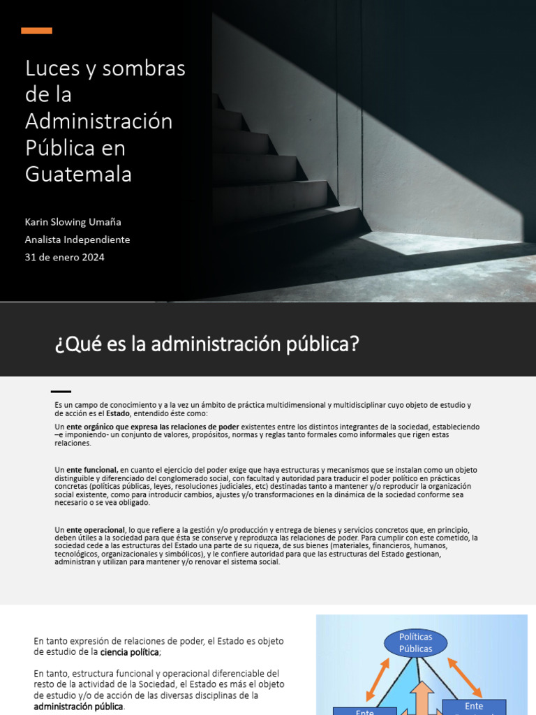 Presentación Luces y Sombras de La Administración Pública en Guatemala | PDF | Administración ...
