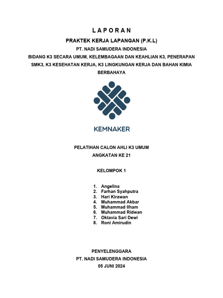 Format Penyusunan Laporan Kelompok Pklsad Pdf