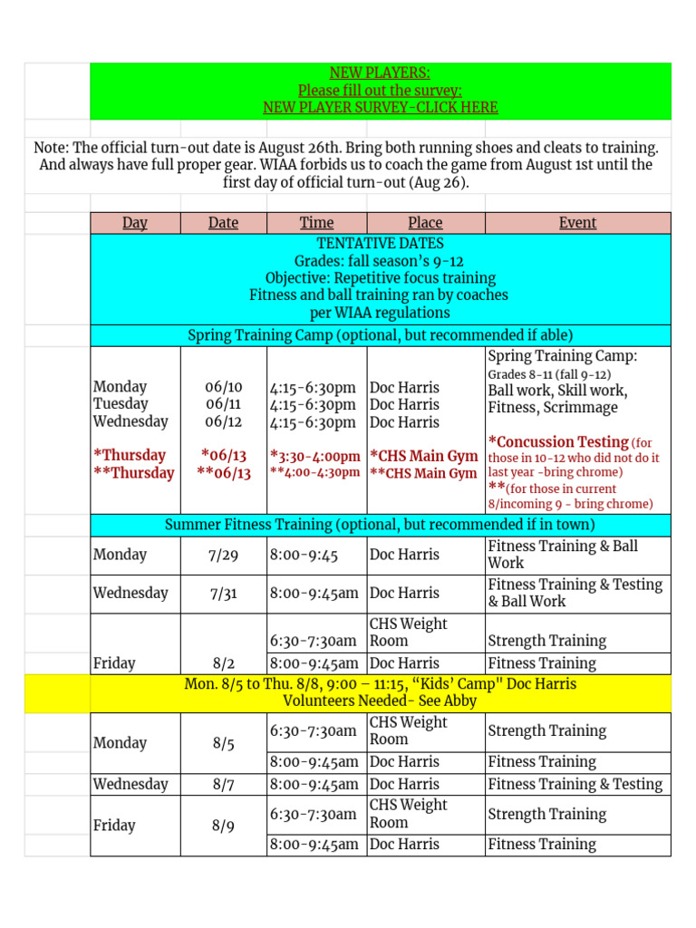 2024 chs girls soccer schedule - tentative overall schedule | Download ...