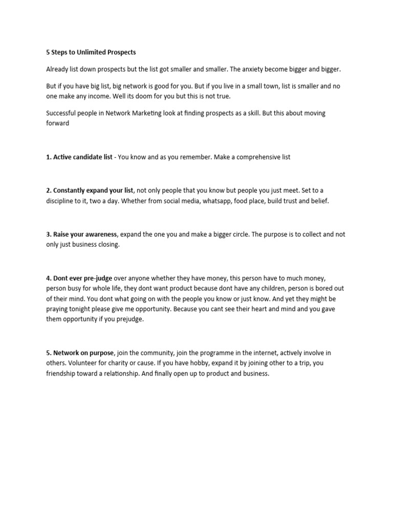 Network Marketing Prospecting Guide | PDF | Self-Improvement