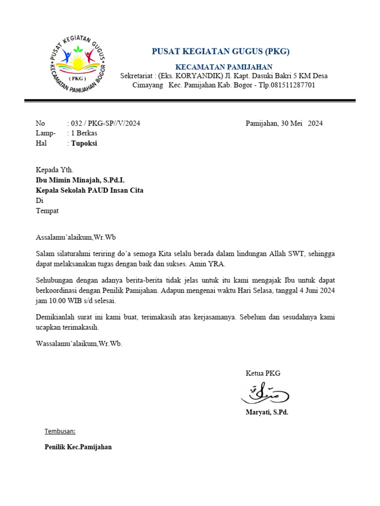 Surat Undangan PKG | PDF