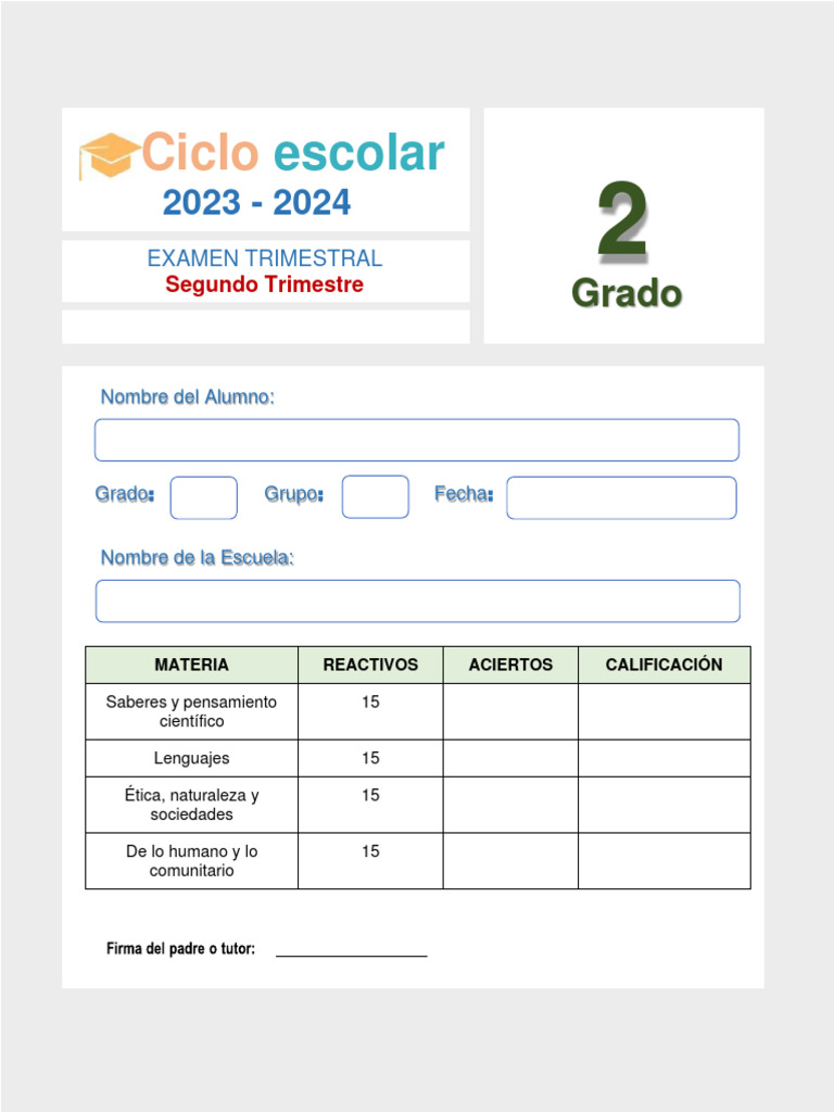 Evaluación Segundo Trim 2B | PDF