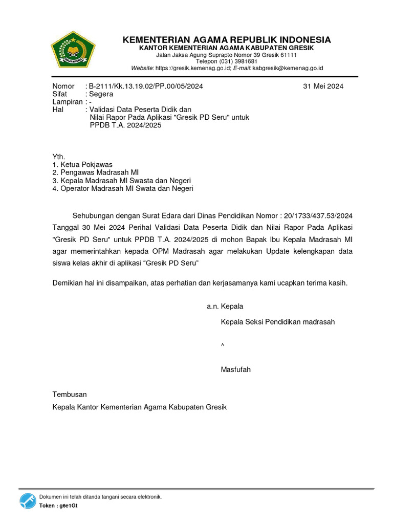 TL SE Validasi Data Peserta Didik Dan Nilai Rapor Untuk PPDB 2024-2025 | PDF