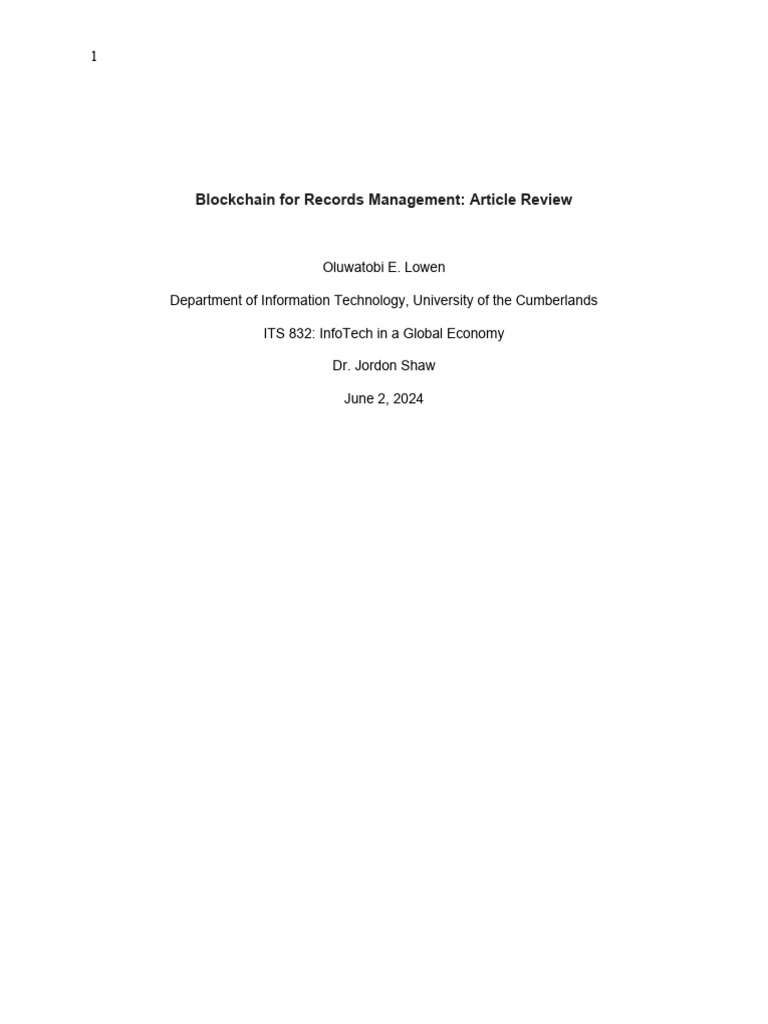 Blockchain for Records Management | PDF | Records Management ...