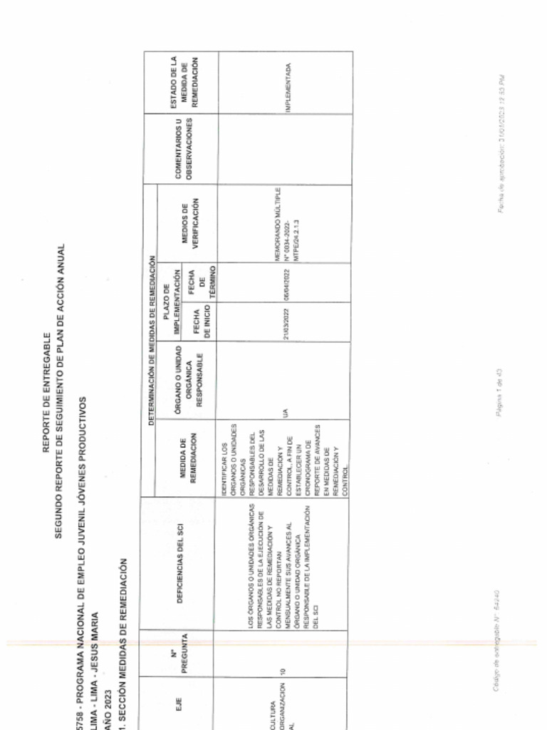 Segundo Reporte de Seguimiento Del Plan de Accion | PDF