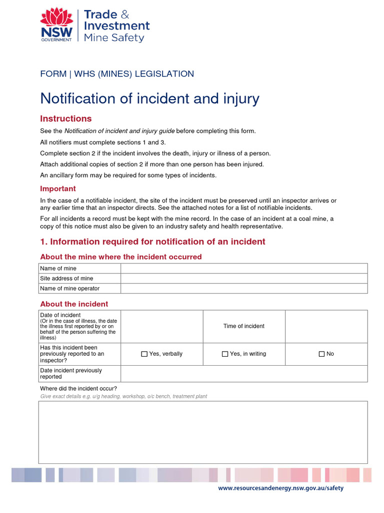 Notification of Incident or Injury Form | PDF
