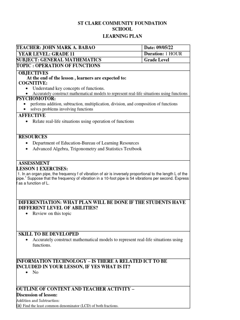 SLP IN General Math 11 Lesson 3 PDF Factorization Mathematics