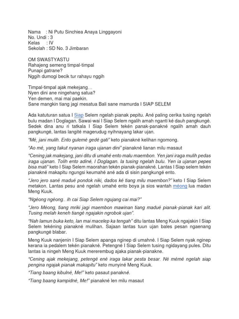 Satua I Siap Selem | PDF | Seni & Disiplin Bahasa | Puisi