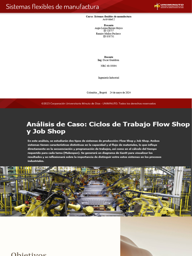 Actividad 2 Análisis de Caso Ciclos de Trabajo Flow Shop y Job Shop | PDF | Programación de ...