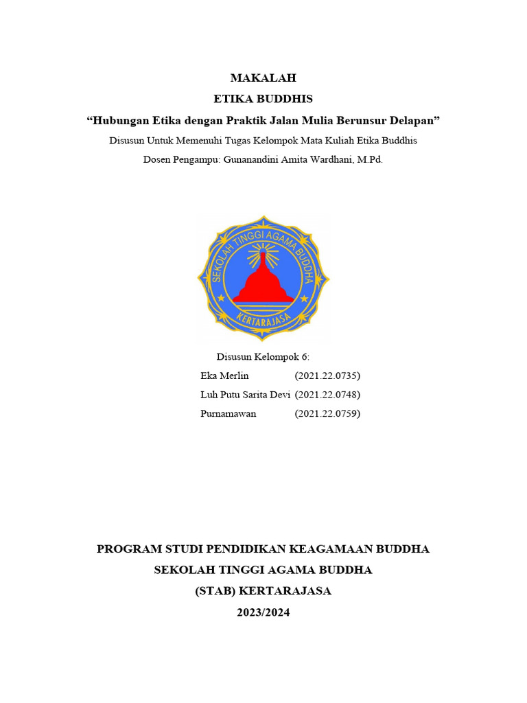 MAKALAH ETIKA BUDDHIS KELOMPOK 6 fix | PDF