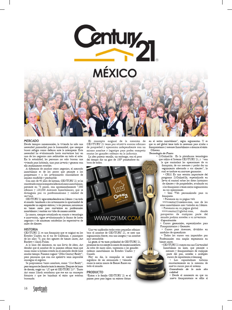 Historia y Éxito de CENTURY 21 | PDF | Franquiciamiento | Marca