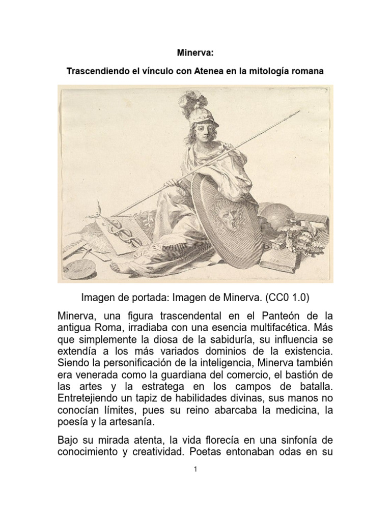 Minerva: Diosa de Sabiduría y Guerra | PDF | imperio Romano | Diosa