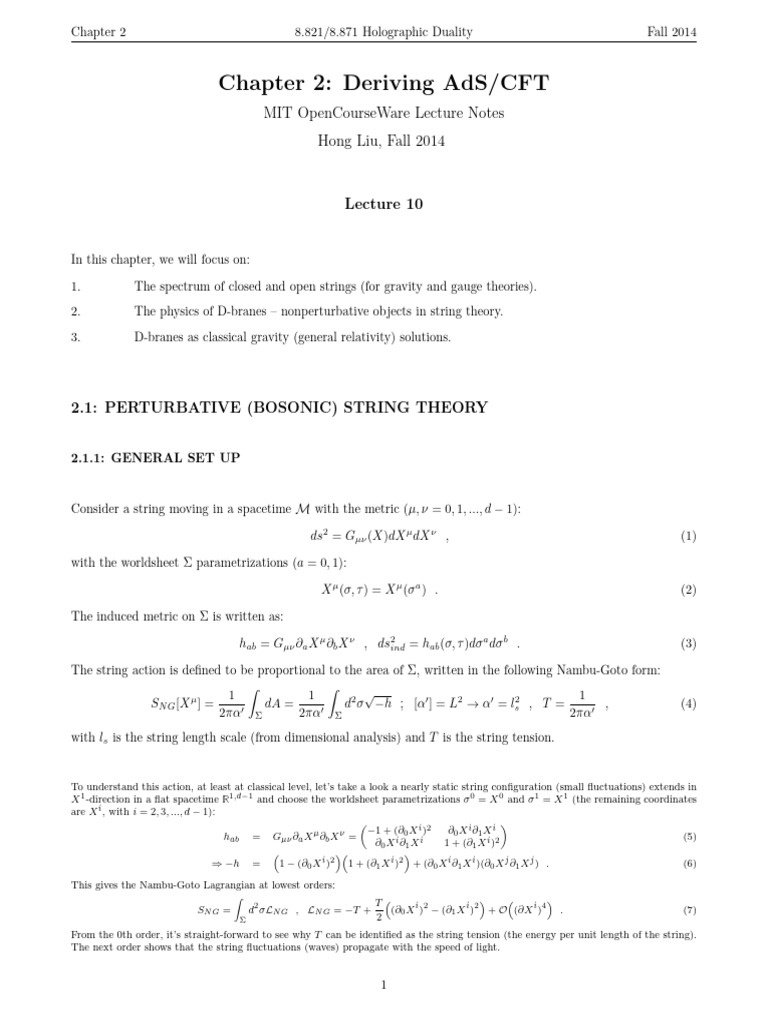 AdS/CFT String Theory Lecture Notes | PDF | String Theory | Gauge Theory