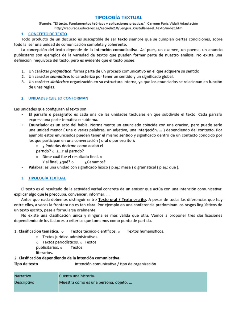 Tipología y Estructura del Texto | PDF | Narración | Palabra