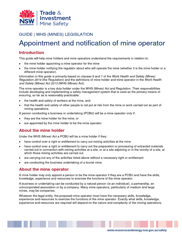 Legal Appointment of Mine Operators | PDF | Occupational Safety And ...