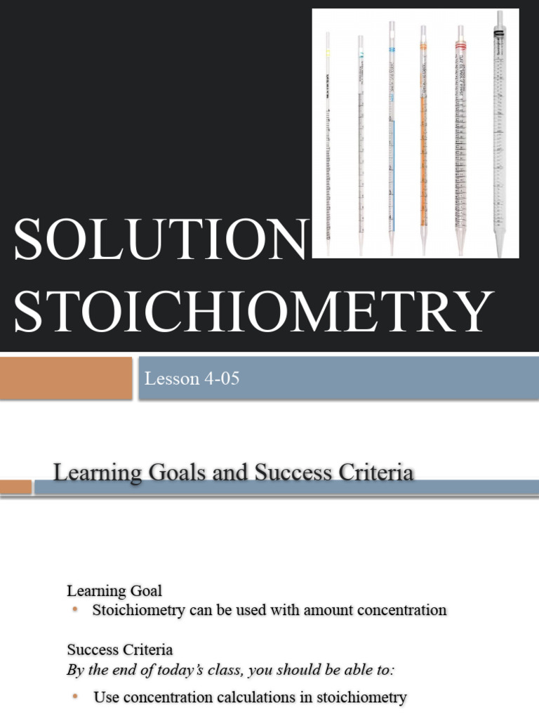 5 Solution Stoichiometry | PDF | Stoichiometry | Mole (Unit)