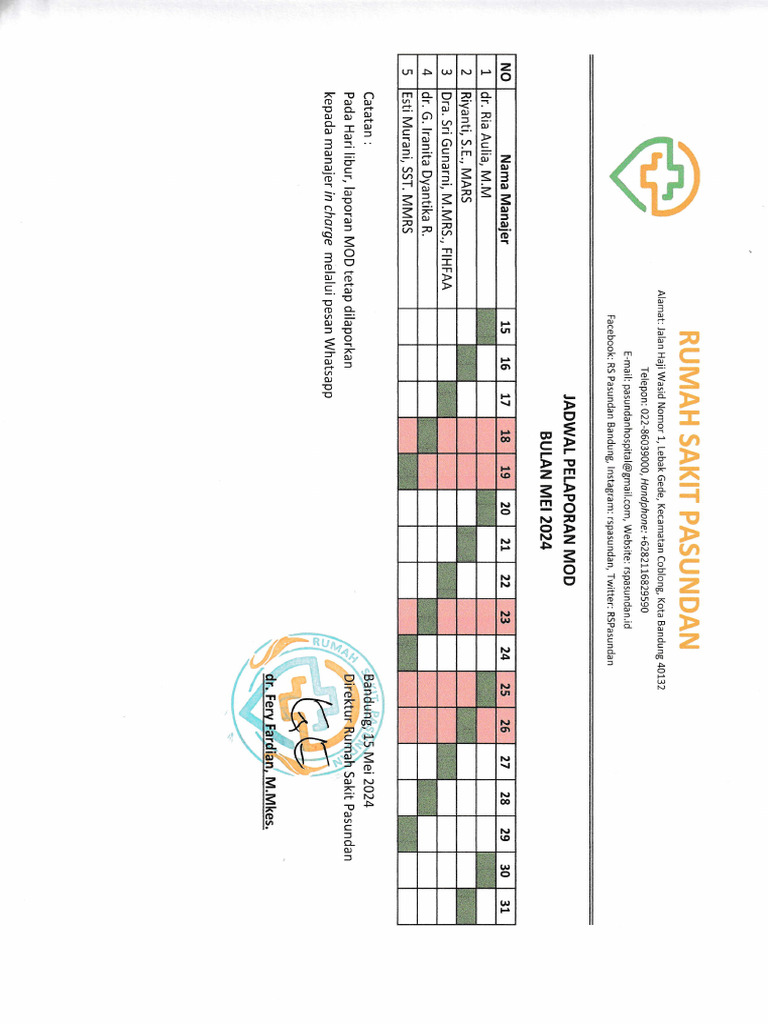 Jadwal Pelaporan Mod Bulan Mei 2024 | PDF