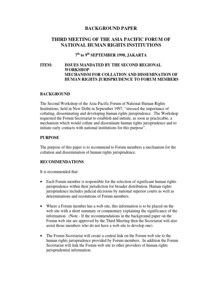 Collation and Dissemination of Human Rights Jurisprudence | PDF | Human ...