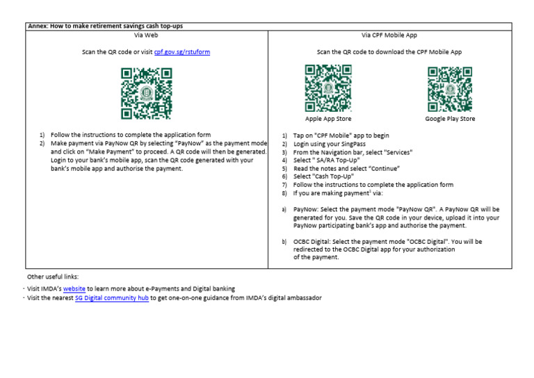 CPF Cash Top-Ups via PayNow QR Code | PDF | Qr Code | Mobile Computers