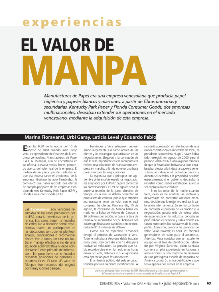 Valoración de Manpa en negociación de compra | PDF | Inflación | Business