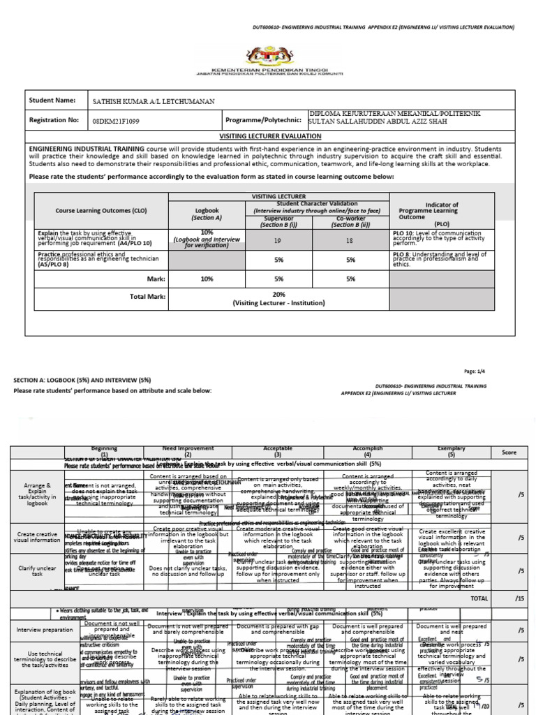 Appendix E2-Visiting Lecturer - Penilaian Pemantauan - 2023 2 | PDF ...