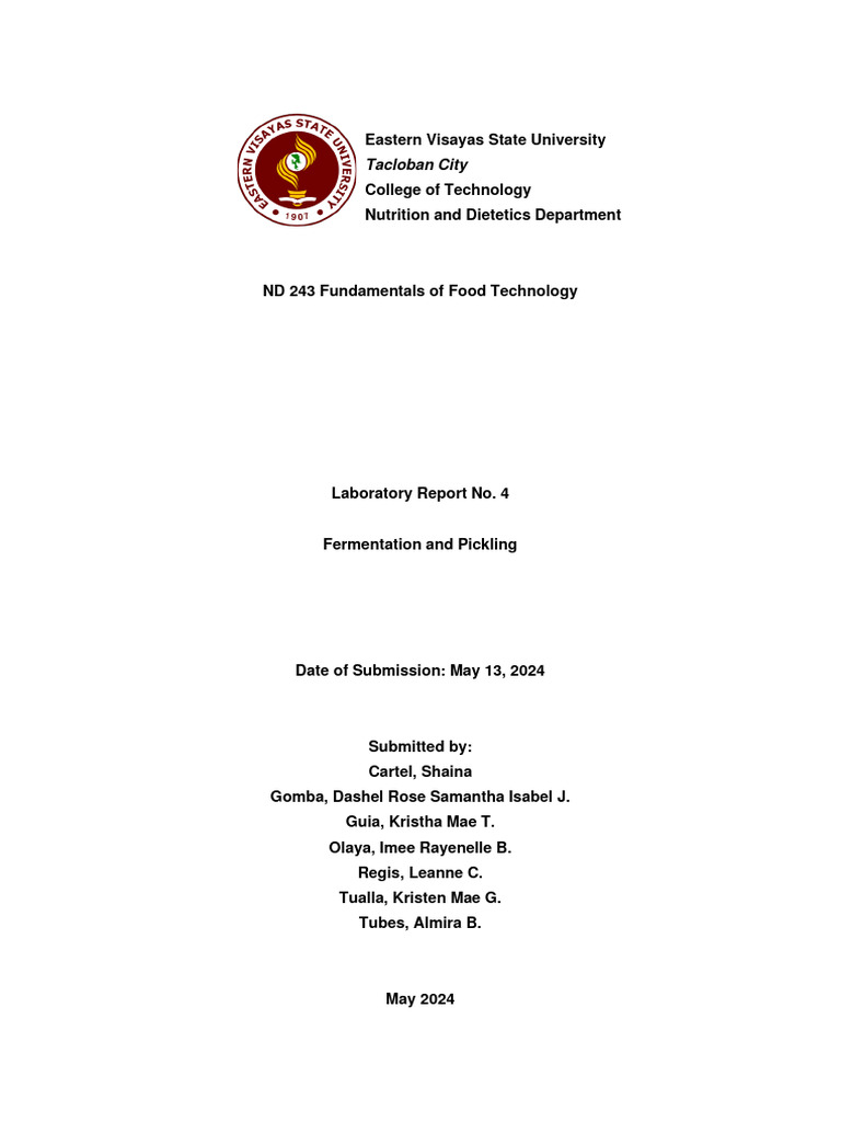 Fermentation and Pickling Lab Report Final | PDF | Pickling | Pickled Cucumber