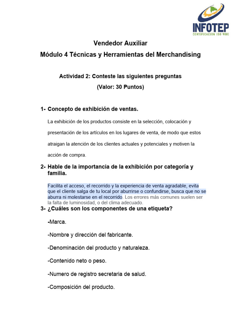 Actividad 2 Modulo 4 | PDF | Producto (Negocio) | Business