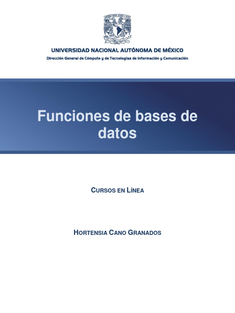 Funciones Bases Datos | PDF | Bases de datos | Hoja de cálculo