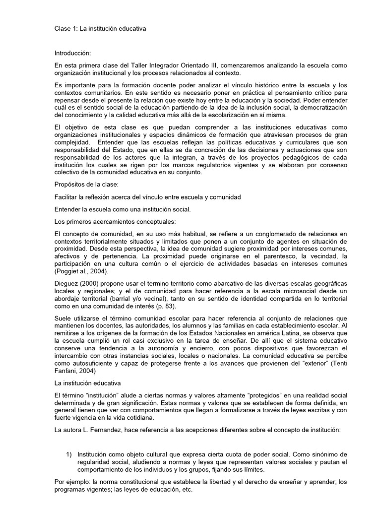 Clase_2 (1) | PDF | Institución | Escuelas