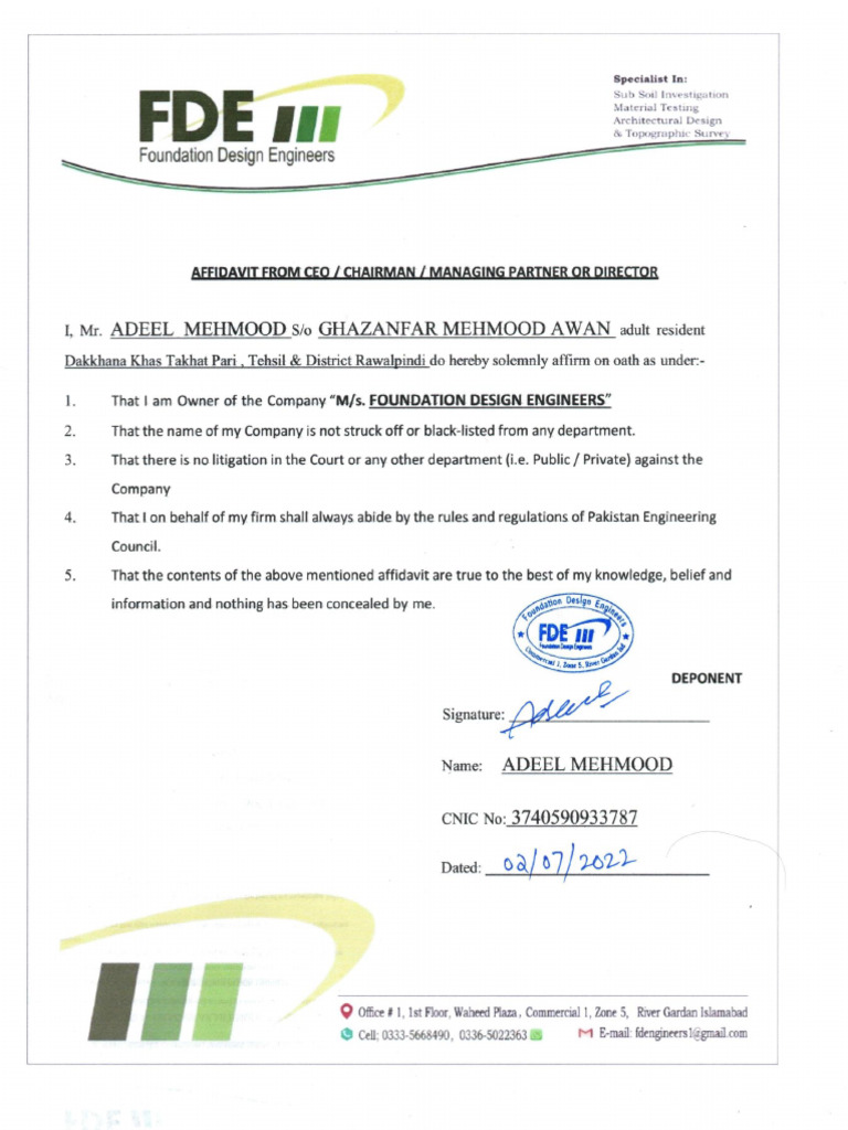 Scan-Owner Undertaking With Stamp | PDF