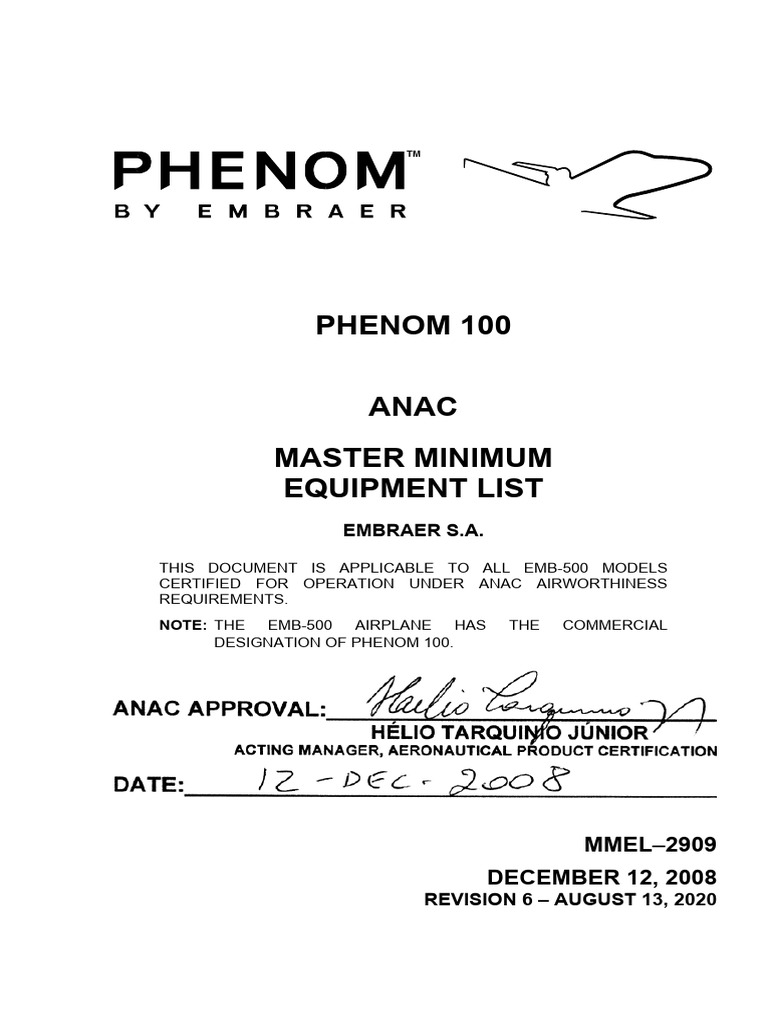 Phenom 100 Emb-500 Mmel | PDF | Instrument Flight Rules | Visual Flight ...