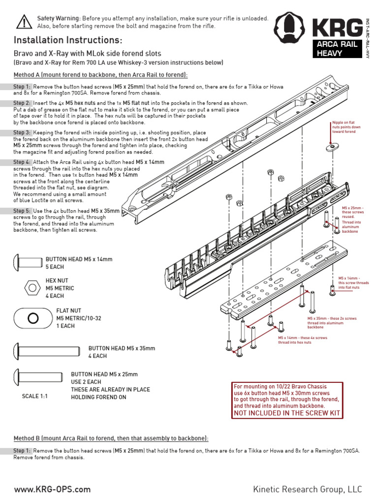 Arca Rail Heavy Installation Instructions | PDF | Screw | Nut (Hardware)