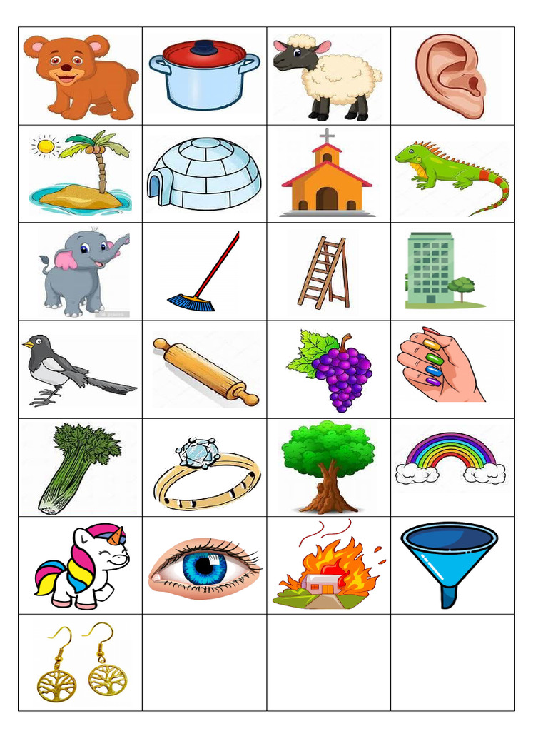 Dibujos con sonido inicial vocalico | PDF