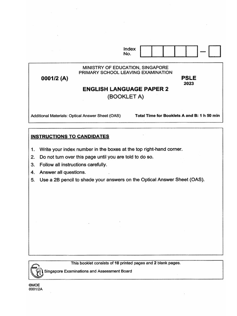 2023 PSLE English Language_ Paper 2(a) | PDF