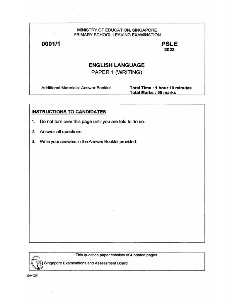 2023 PSLE English Language - Paper 1 | PDF