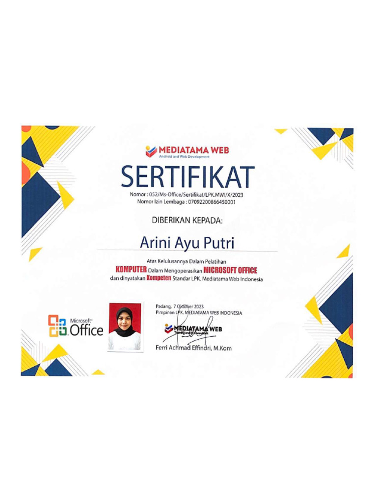 SERTIFIKAT Komputer | PDF