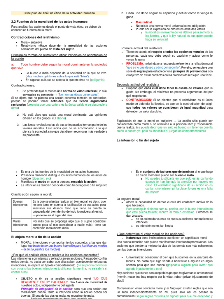 2 Principios de Análisis Ético de La Actividad Humana | PDF | Moralidad | Relativismo