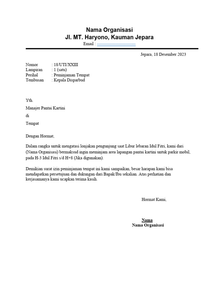 Surat Pinjam Tempat 2 | PDF