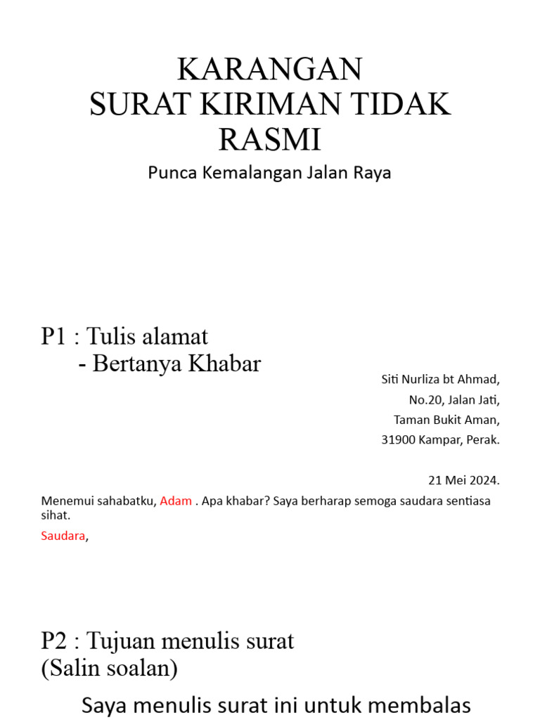 karangan surat kiriman tidak rasmi (tahun 5) | PDF karangan surat kiriman tidak rasmi (tahun 5) | PDF