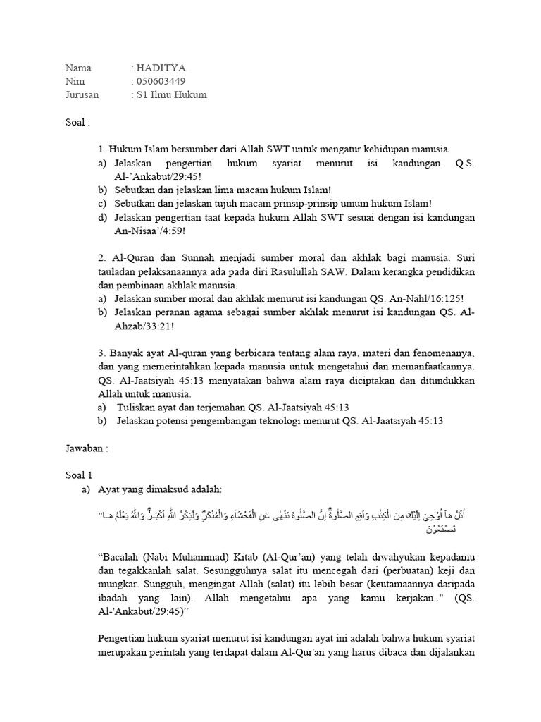 Tugas 2 Haditya (Pendidikan Agama Islam) | PDF